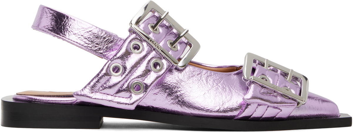 GANNI Purple Feminine Buckle Flats GANNI