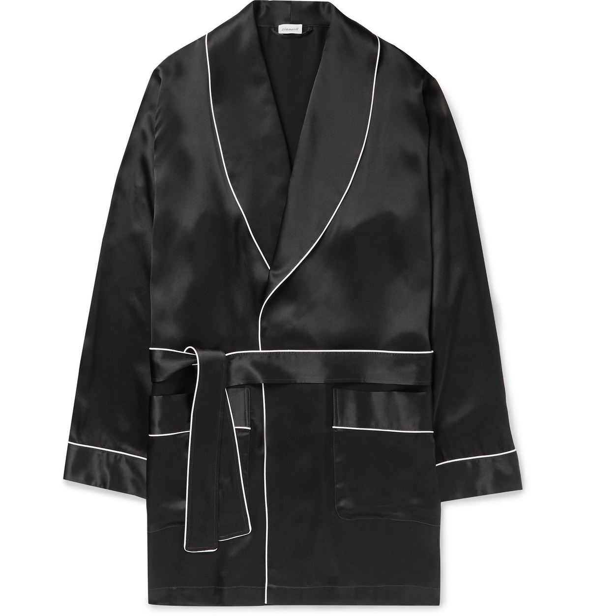Zimmerli - Piped Silk Robe - Black Zimmerli