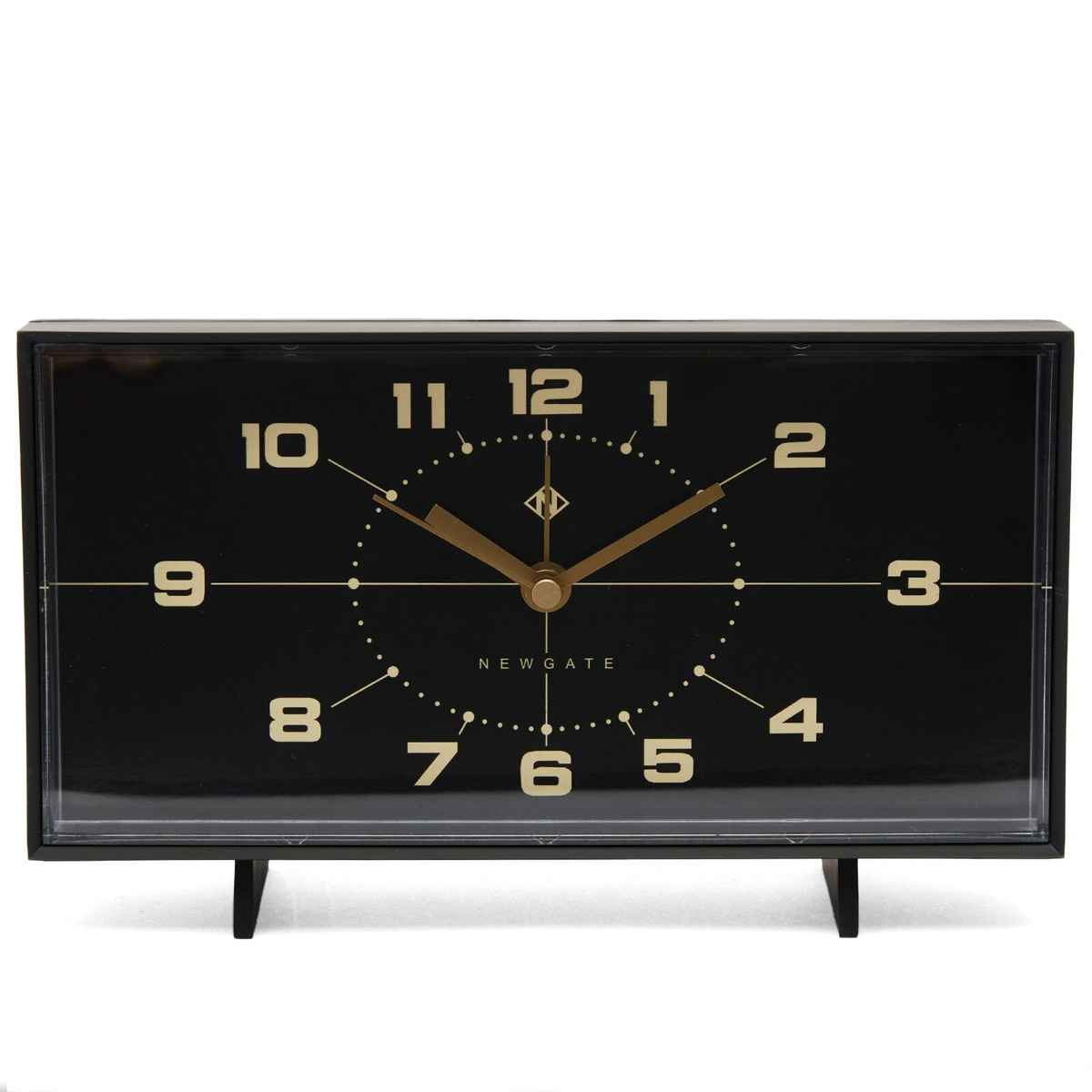Newgate Clocks Wideboy Mantel Alarm Clock in All Black Newgate Clocks