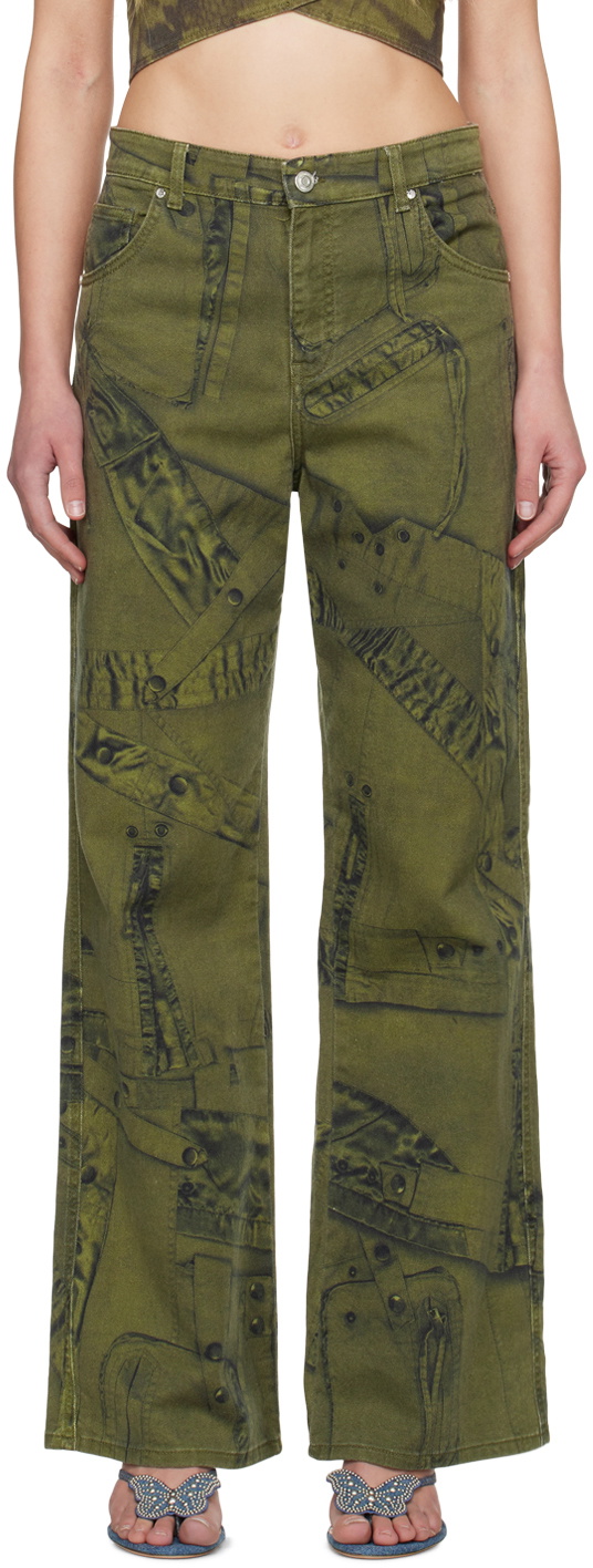 Blumarine Khaki Printed Jeans Blumarine