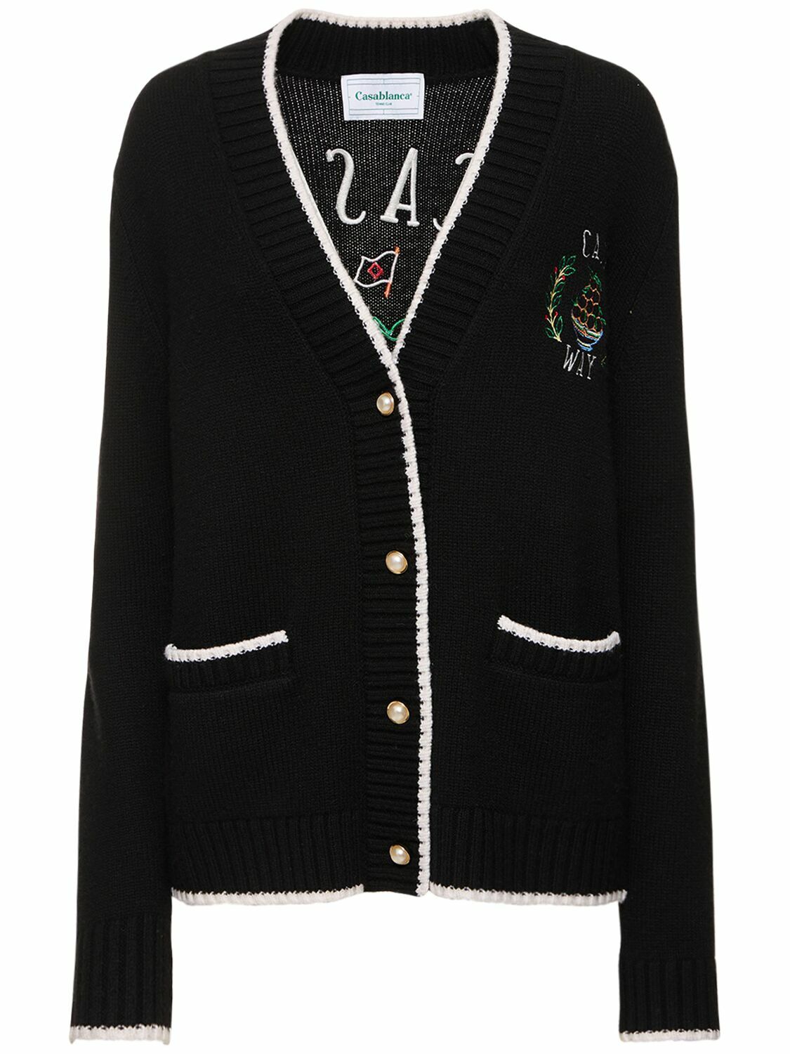 CASABLANCA - Embroidered Knit Logo Cardigan Casablanca
