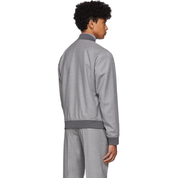 Boss Grey Wool Bomber Jacket BOSS