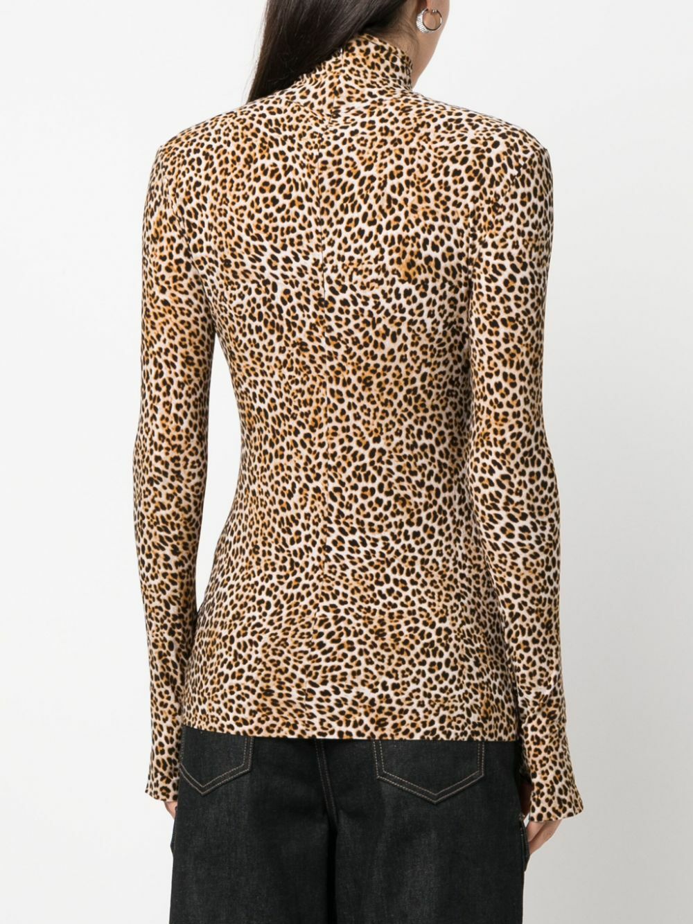 NORMA KAMALI - Leopard Print Turtleneck Top Norma Kamali