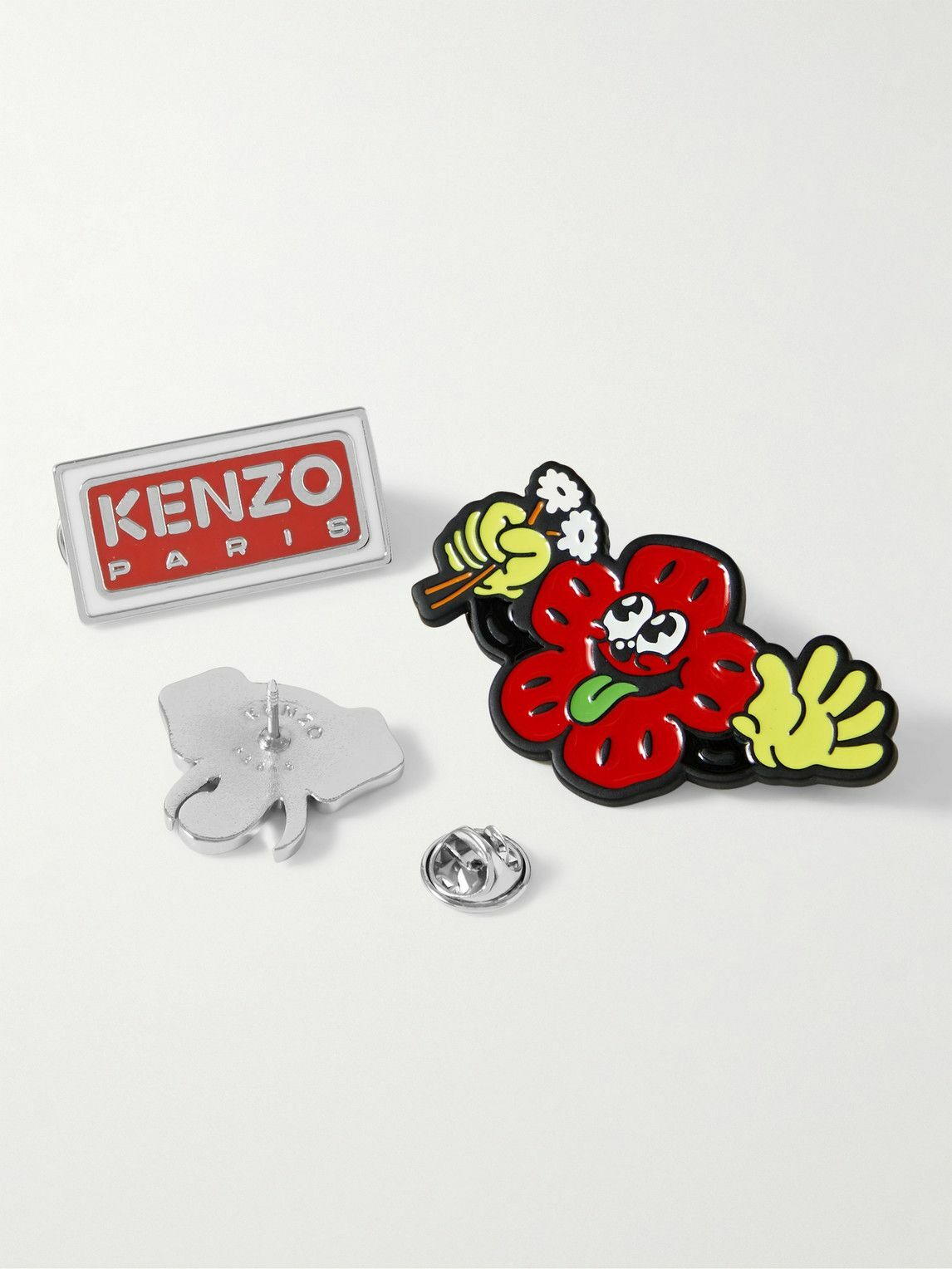 KENZO - Set of Three Silver-Tone and Enamel Pins Kenzo