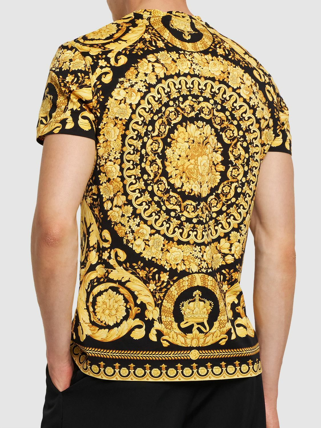 VERSACE Barocco Print Cotton Jersey T-shirt Versace