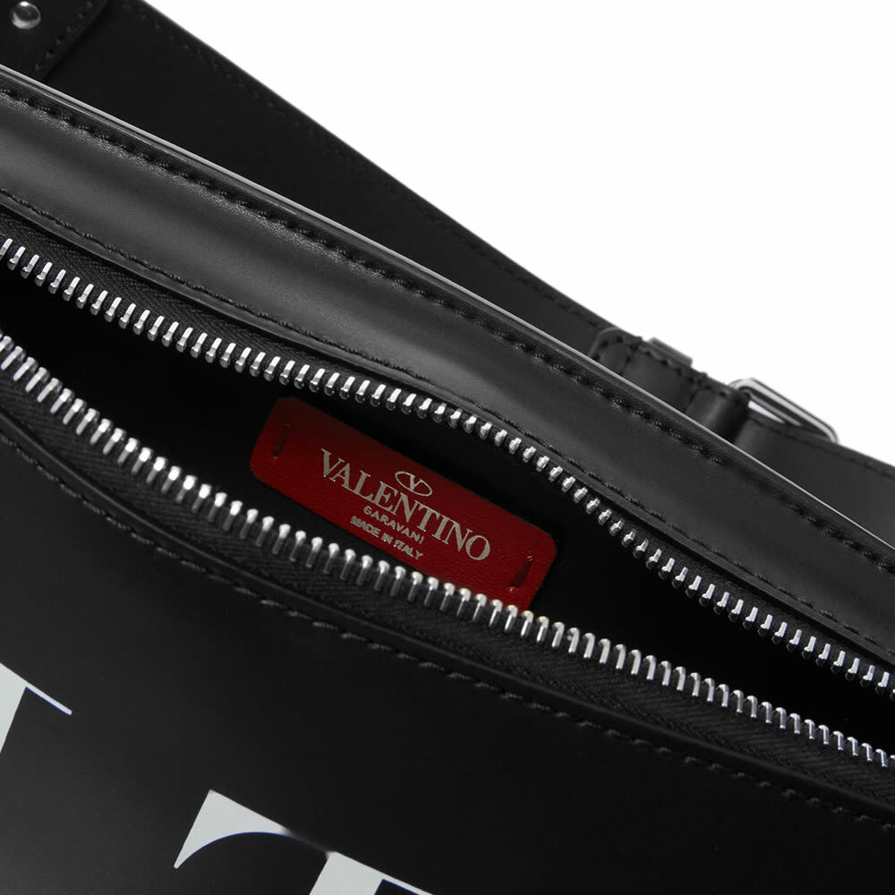 Valentino Men's VLTN Leather Waist Bag in Nero/Bianco Valentino