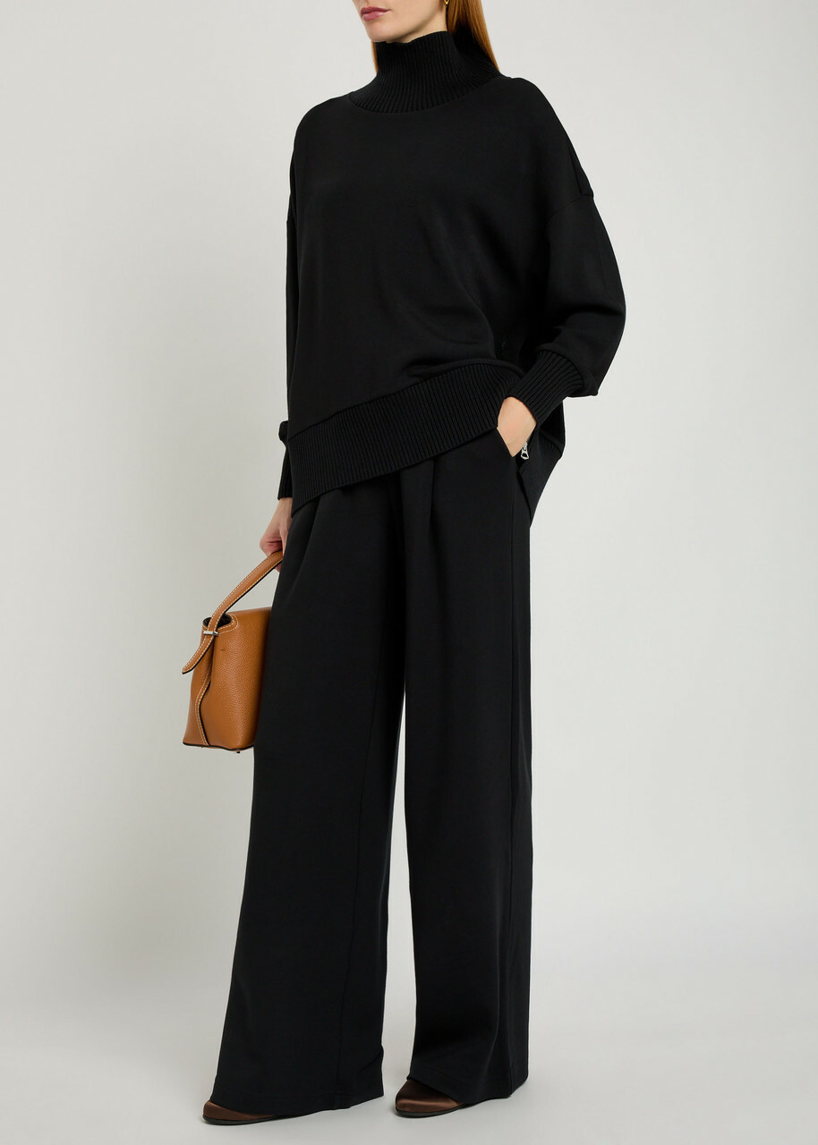 Varley The Extra Wide Leg 32 Stretch-jersey Sweatpants Black Varley