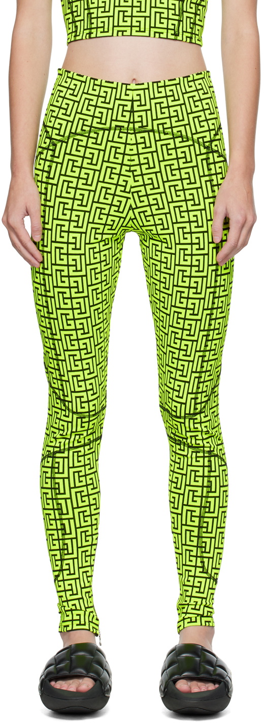 Balmain Yellow Monogram Leggings Balmain