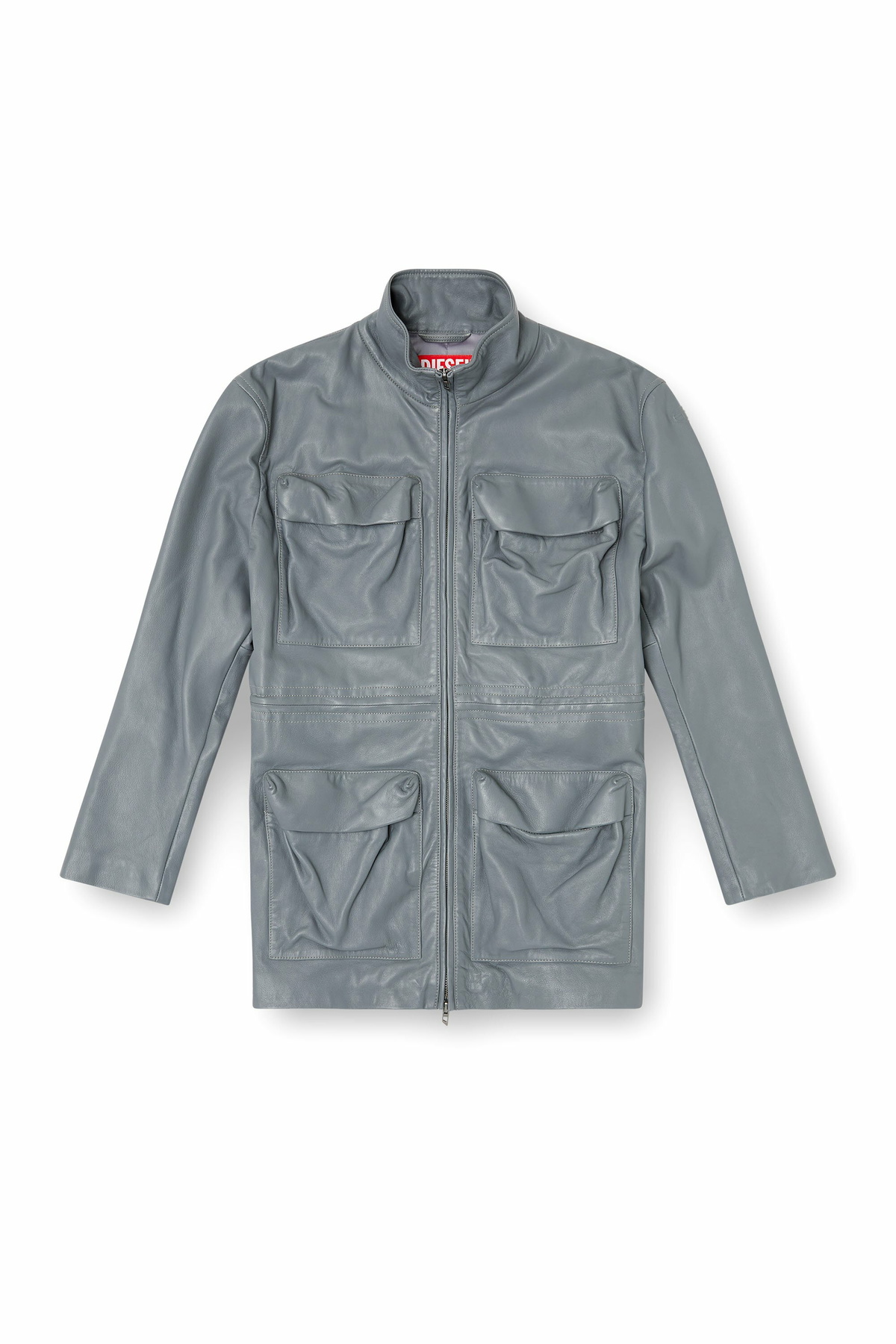 Diesel Leather field jacket - Leather jackets Womens in Grey Diesel