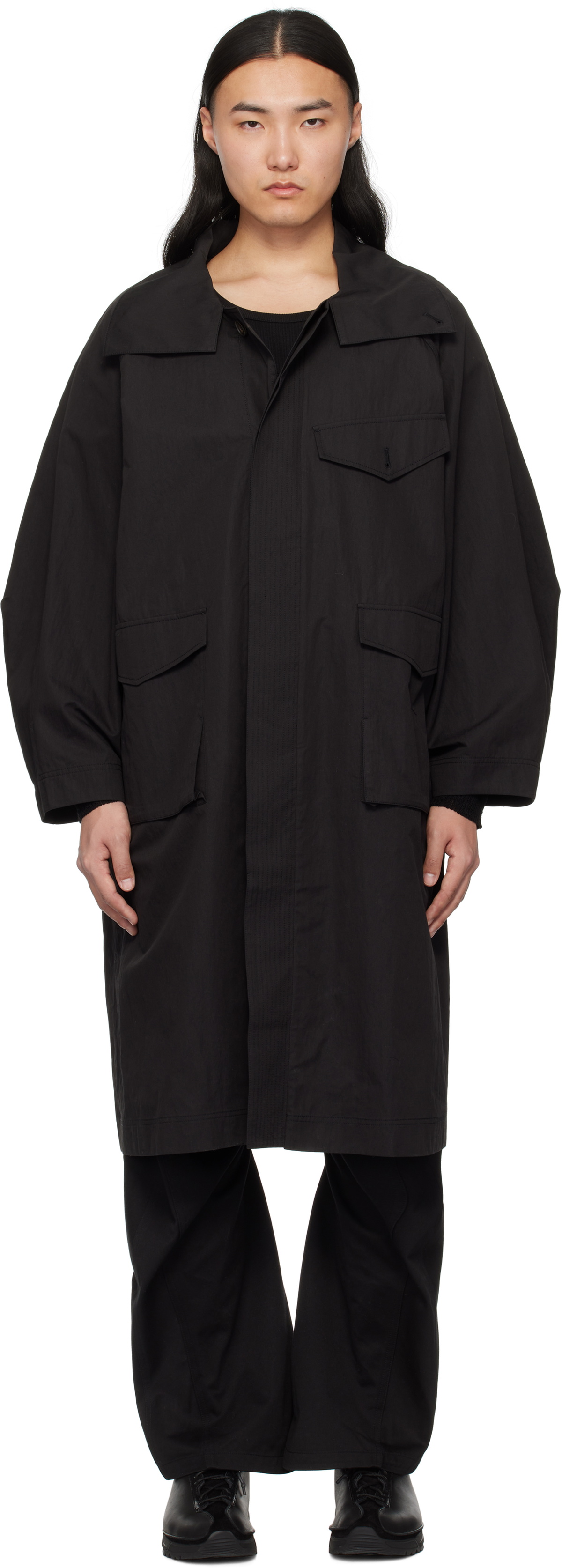 lesugiatelier Black Travel Mac Coat lesugiatelier