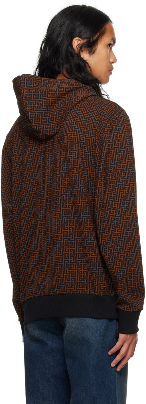 Balmain Brown Monogram Hoodie Balmain