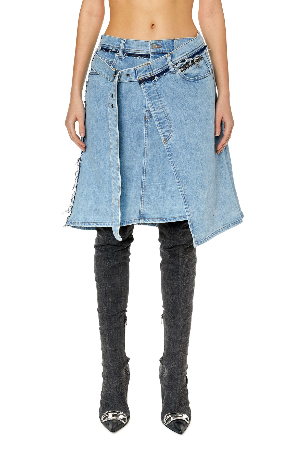 Diesel A-line wrap skirt in denim - Skirts Womens in Blue Diesel