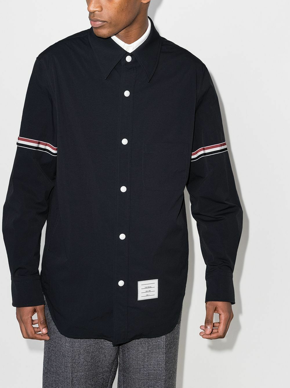 Thom Browne Navy Tricolour Armband Cotton Shirt Thom Browne