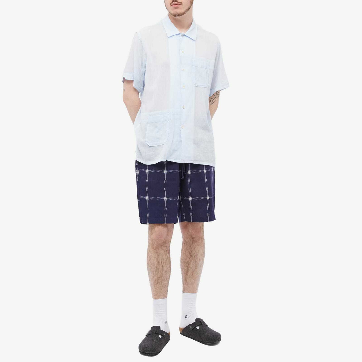 Universal Works Men's Indoan Ikat Lumber Short in Indigo Universal Works
