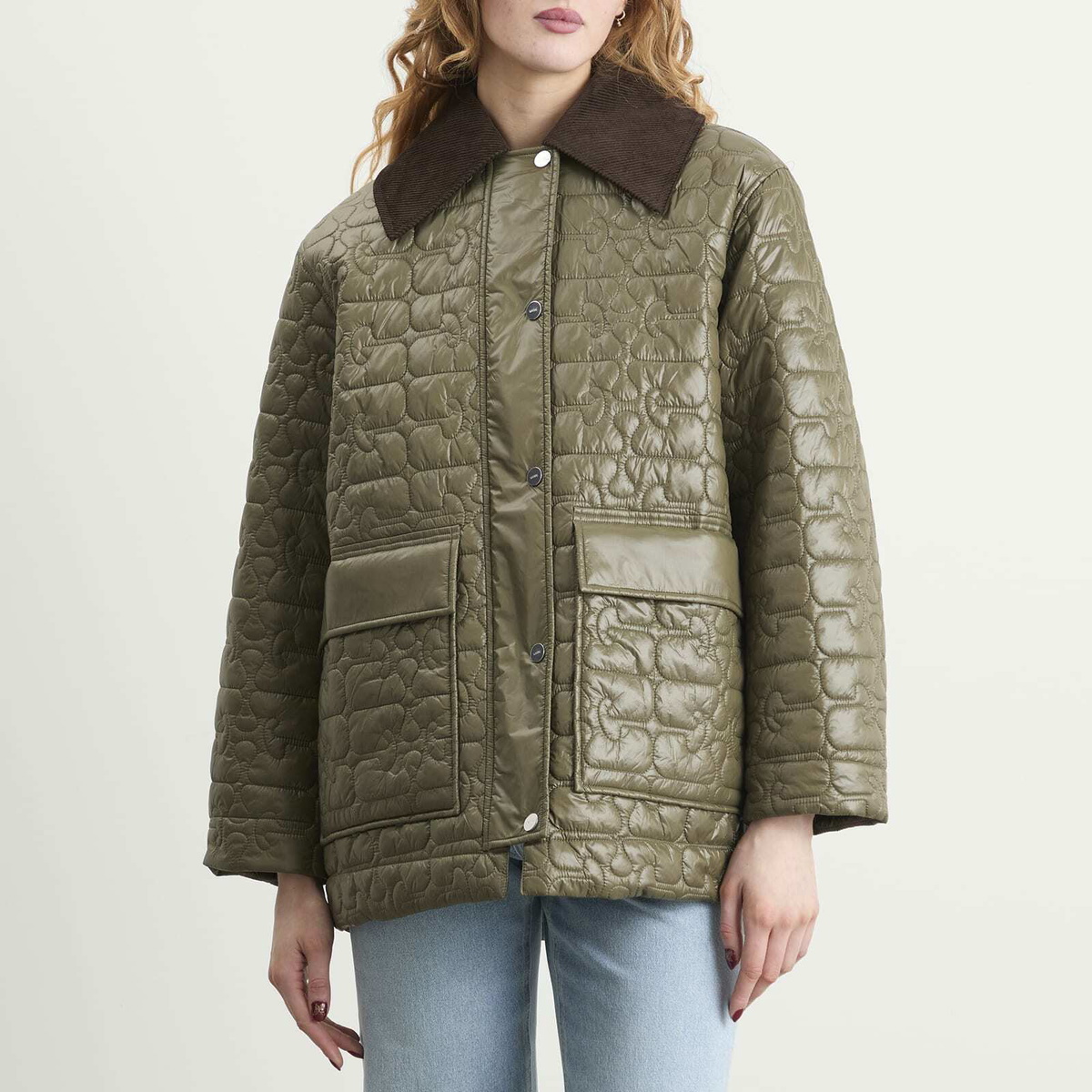 GANNI Women's Shiny Quilt Jacket in Kalamata GANNI