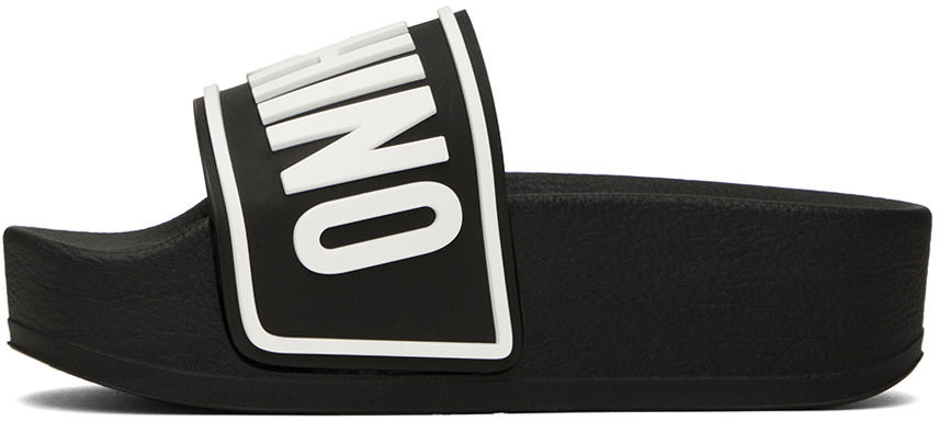 Moschino Black Platform Pool Slides Moschino