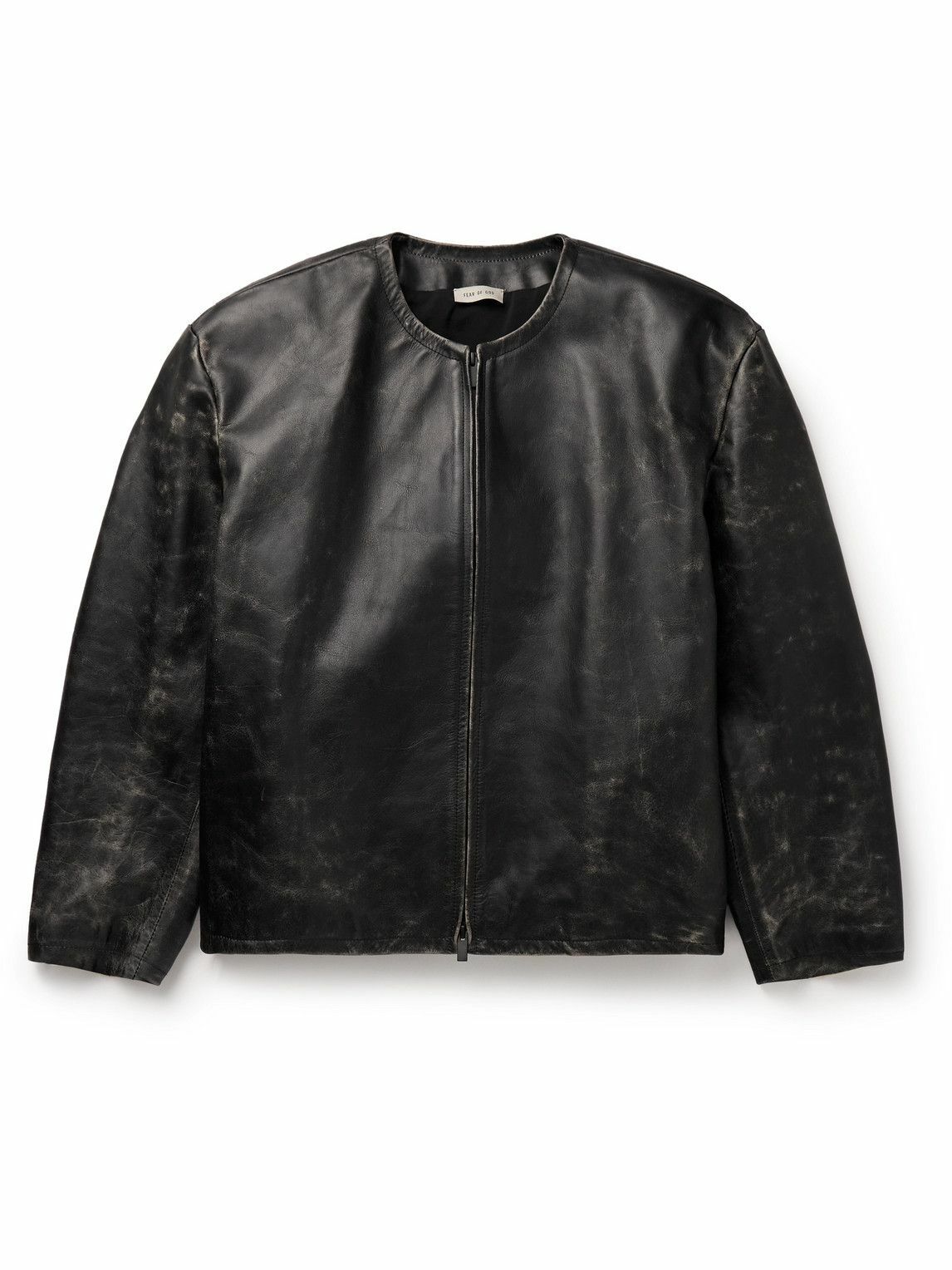 Fear of God - Distressed Striped Leather Jacket - Black Fear Of God