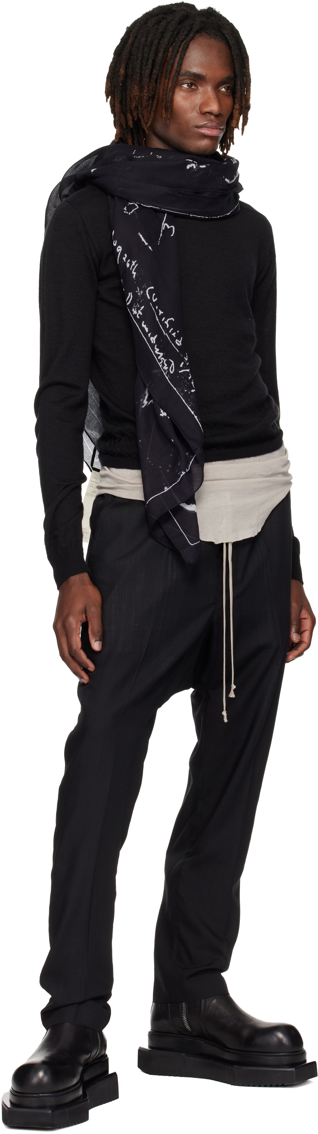 Rick Owens Black Temple Pino Astro Scarf Rick Owens