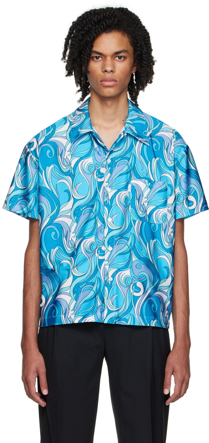 Coperni SSENSE Exclusive Blue Nylon Shirt Coperni