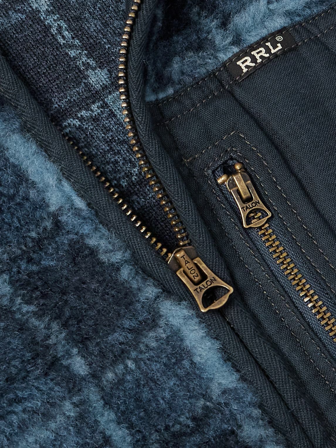 RRL - Checked Wool-Blend Fleece Jacket - Blue RRL