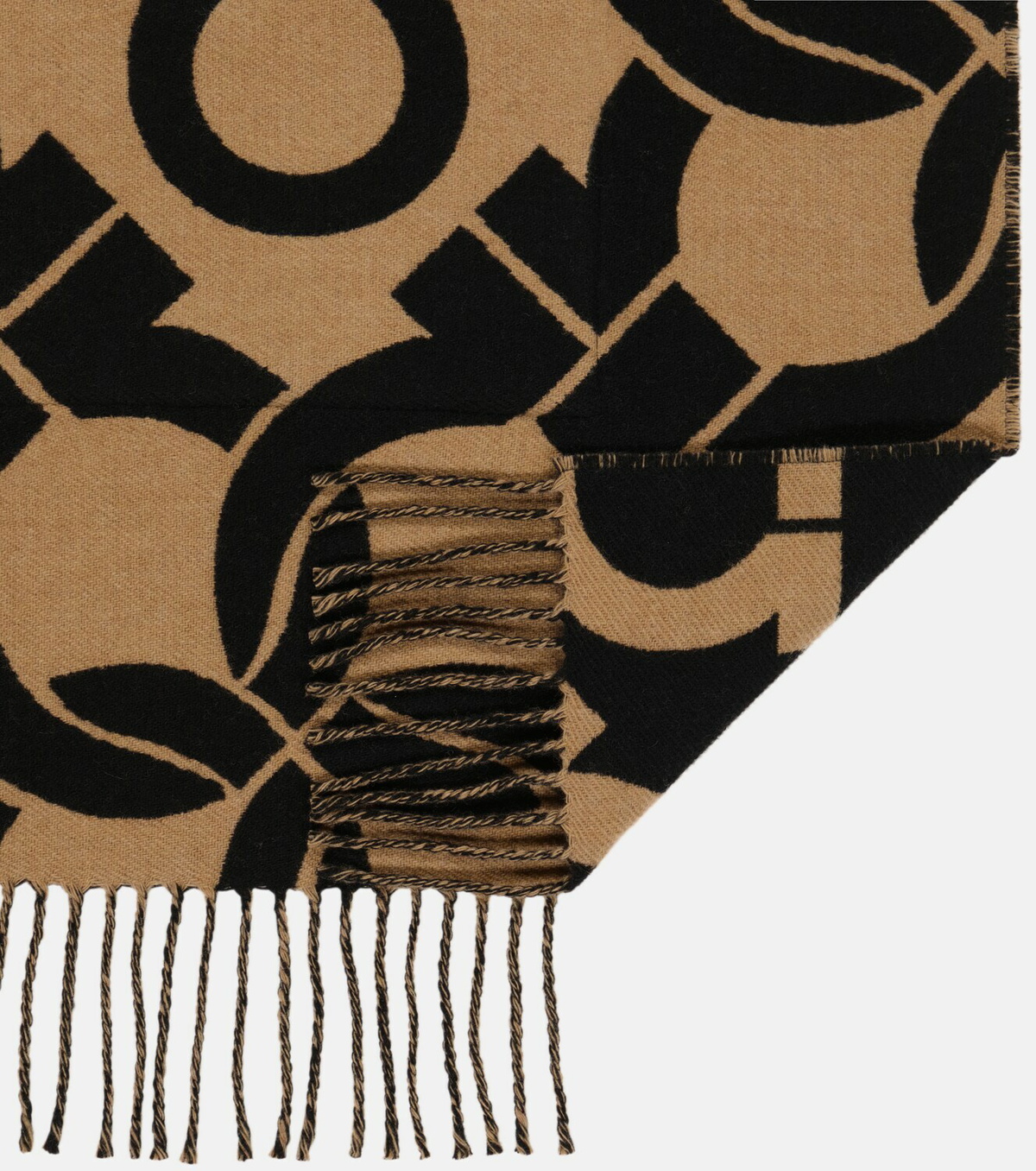 Ferragamo - Logo fringe-detail wool scarf Salvatore Ferragamo