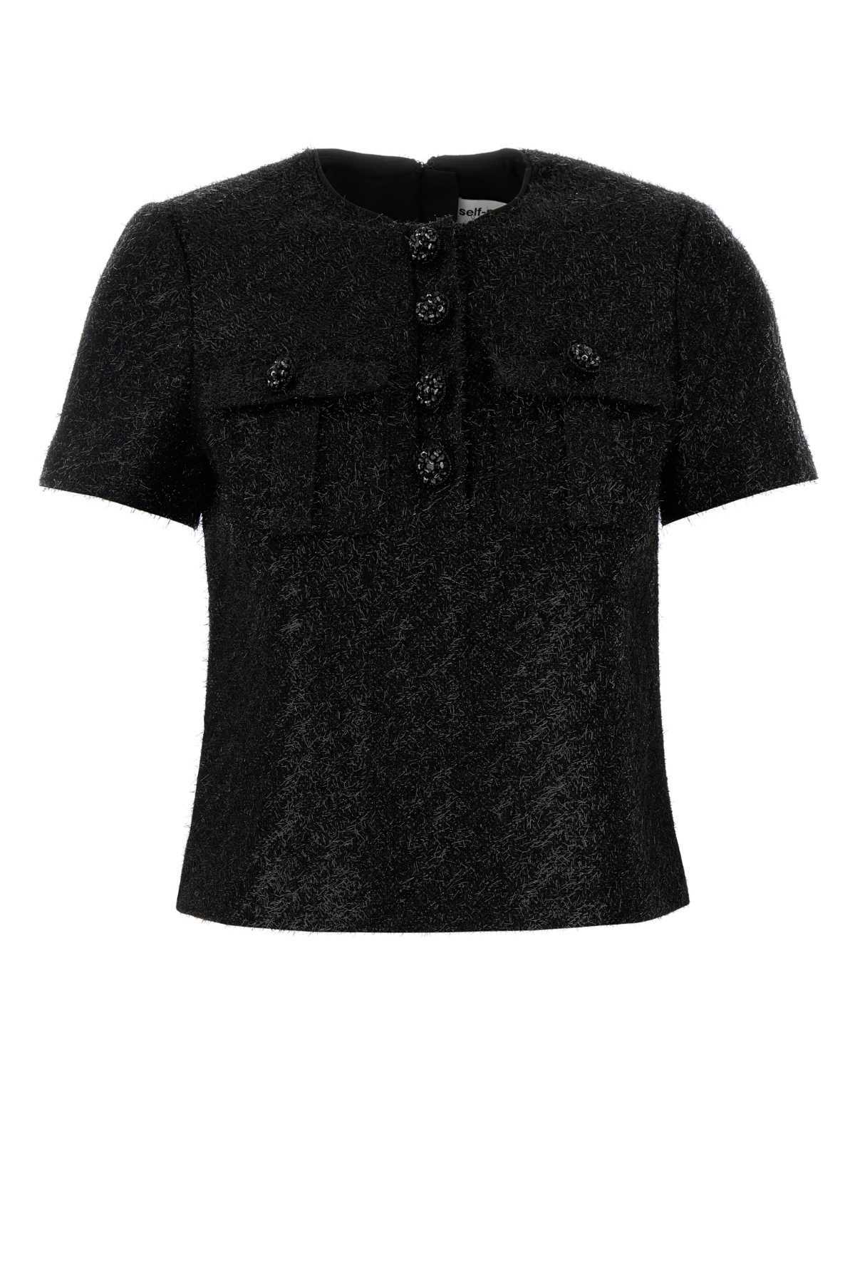 self-portrait Black Polyester Blend Top Self-Portrait