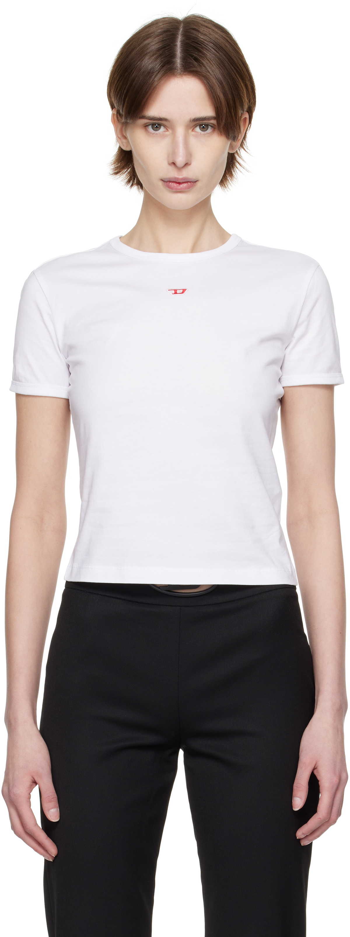 Diesel White T-Uncutie-Long-D T-shirt Diesel