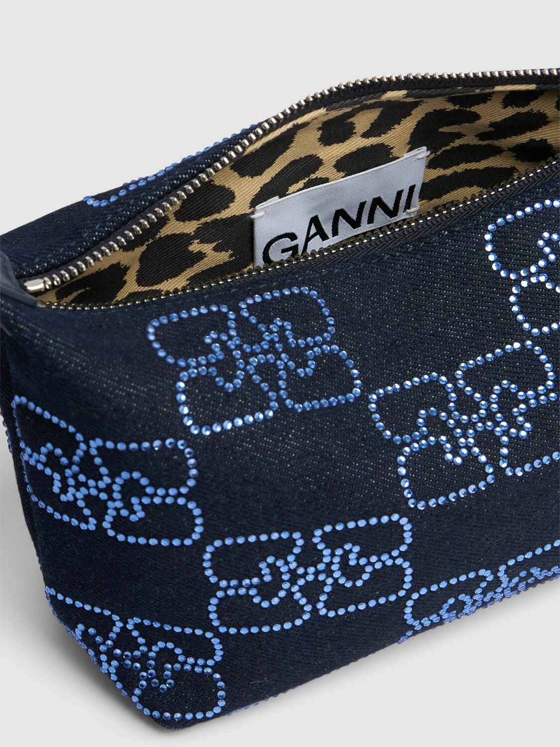 GANNI Small Butterfly Recycled Denim Pouch GANNI