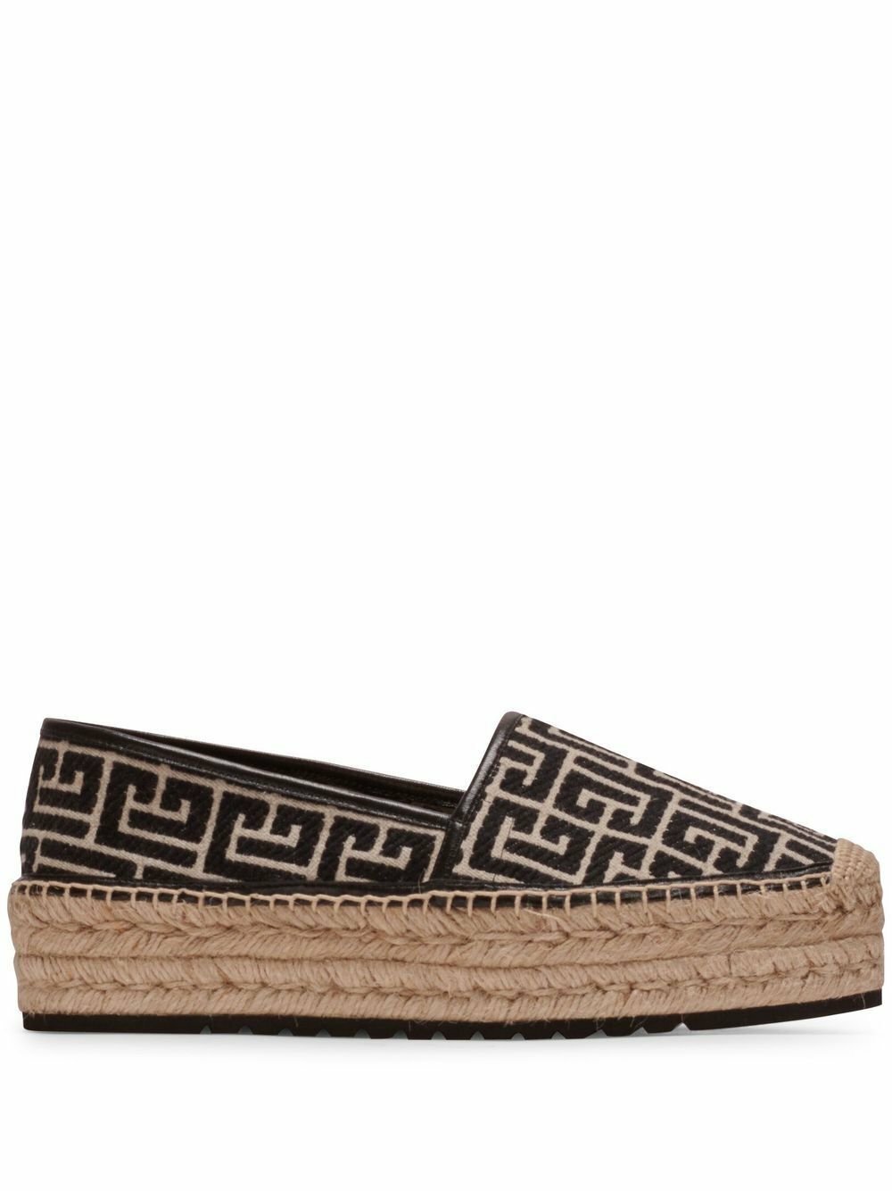 Balmain Brown Geometric Logo Pattern Espadrilles Balmain