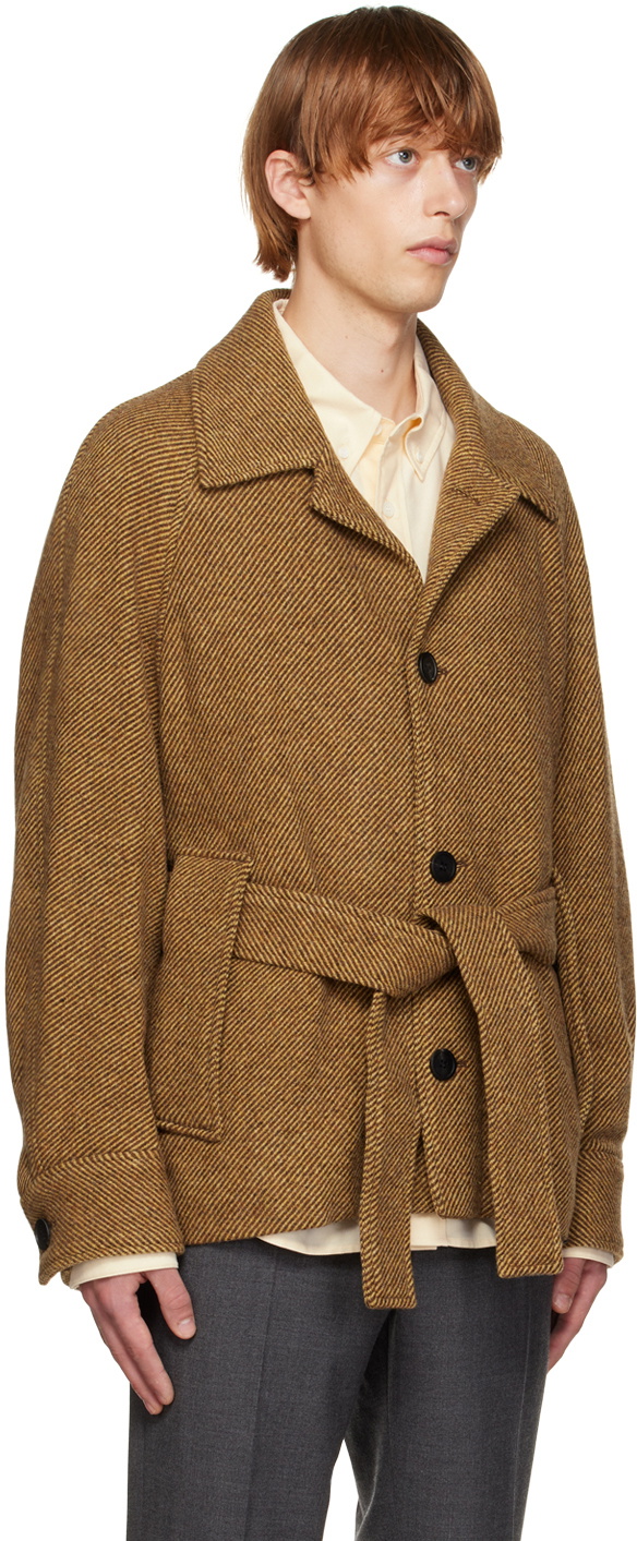 Solid Homme Yellow Belted Jacket Solid Homme