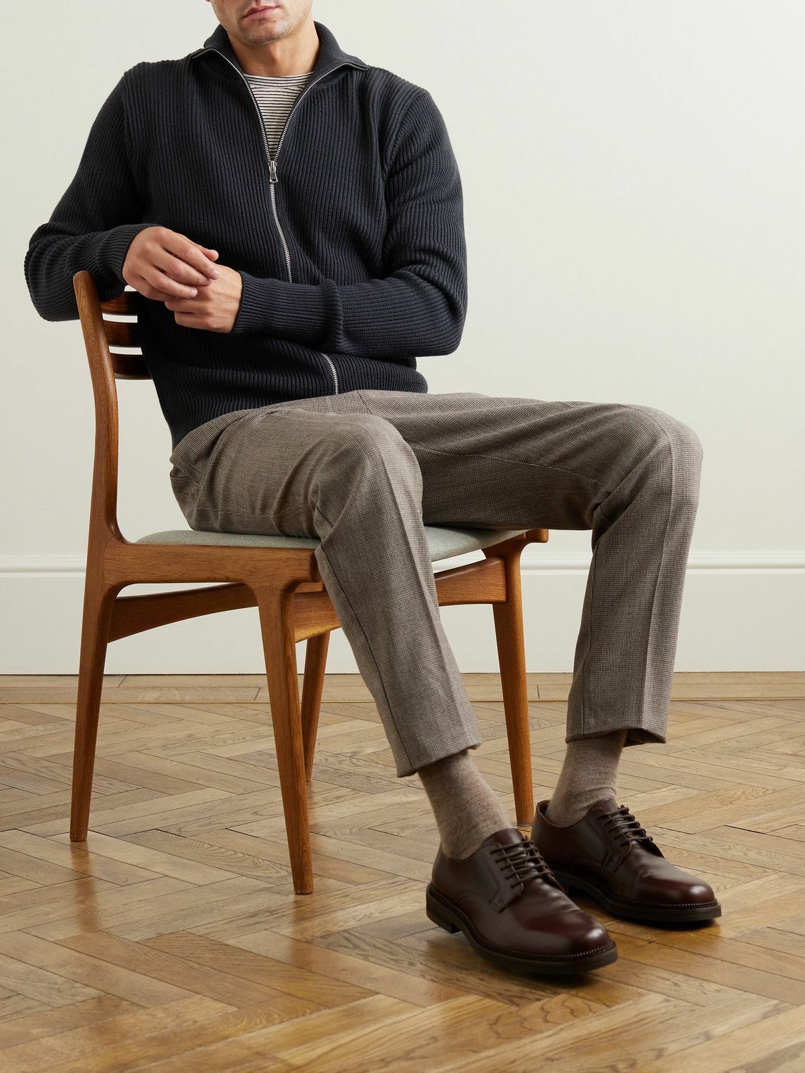 Barena - Dori Ribbed Virgin Wool Zip-Up Cardigan - Gray Barena