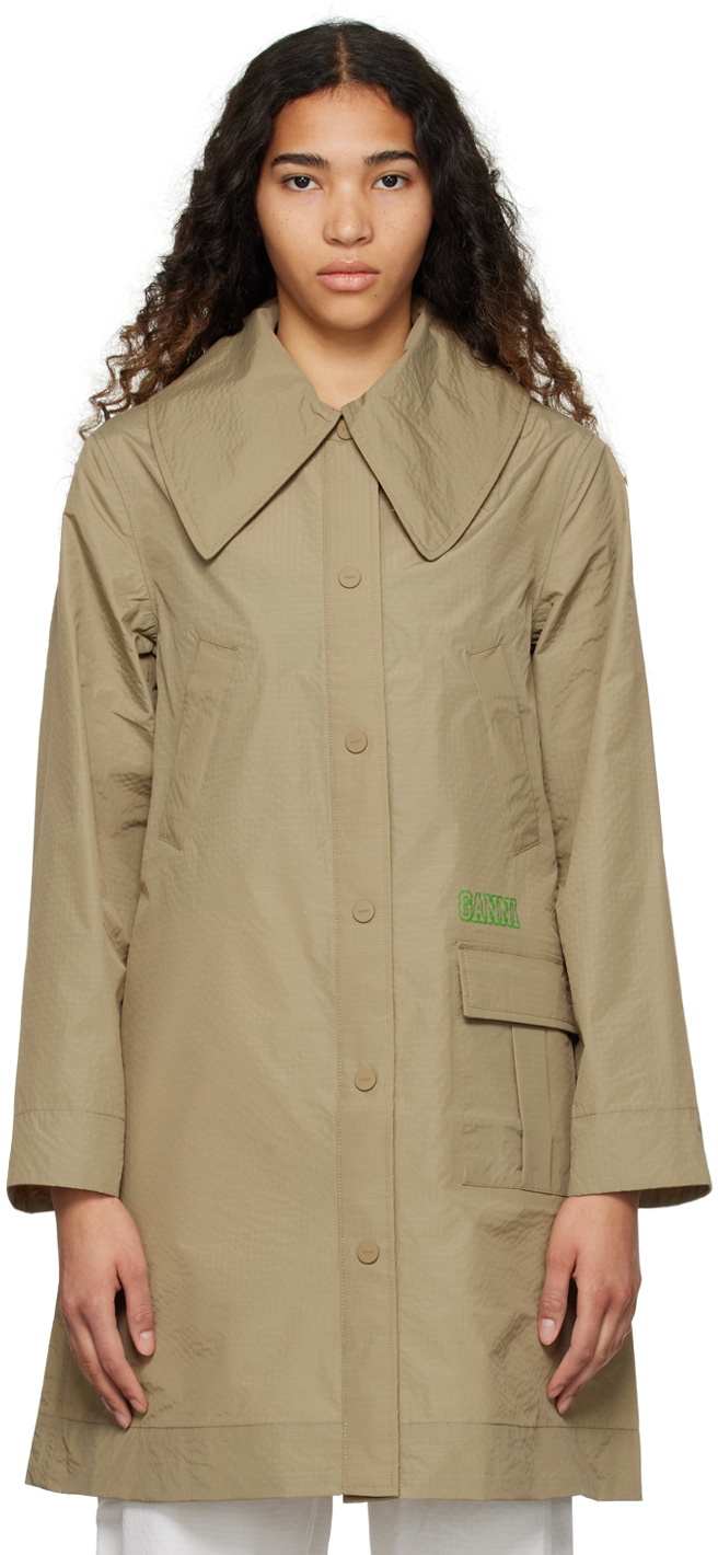 GANNI Beige Printed Coat GANNI