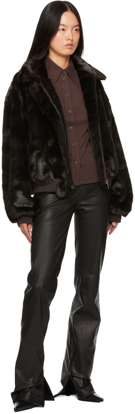 The Frankie Shop Brown Pam Faux-Fur Bomber Jacket The Frankie Shop