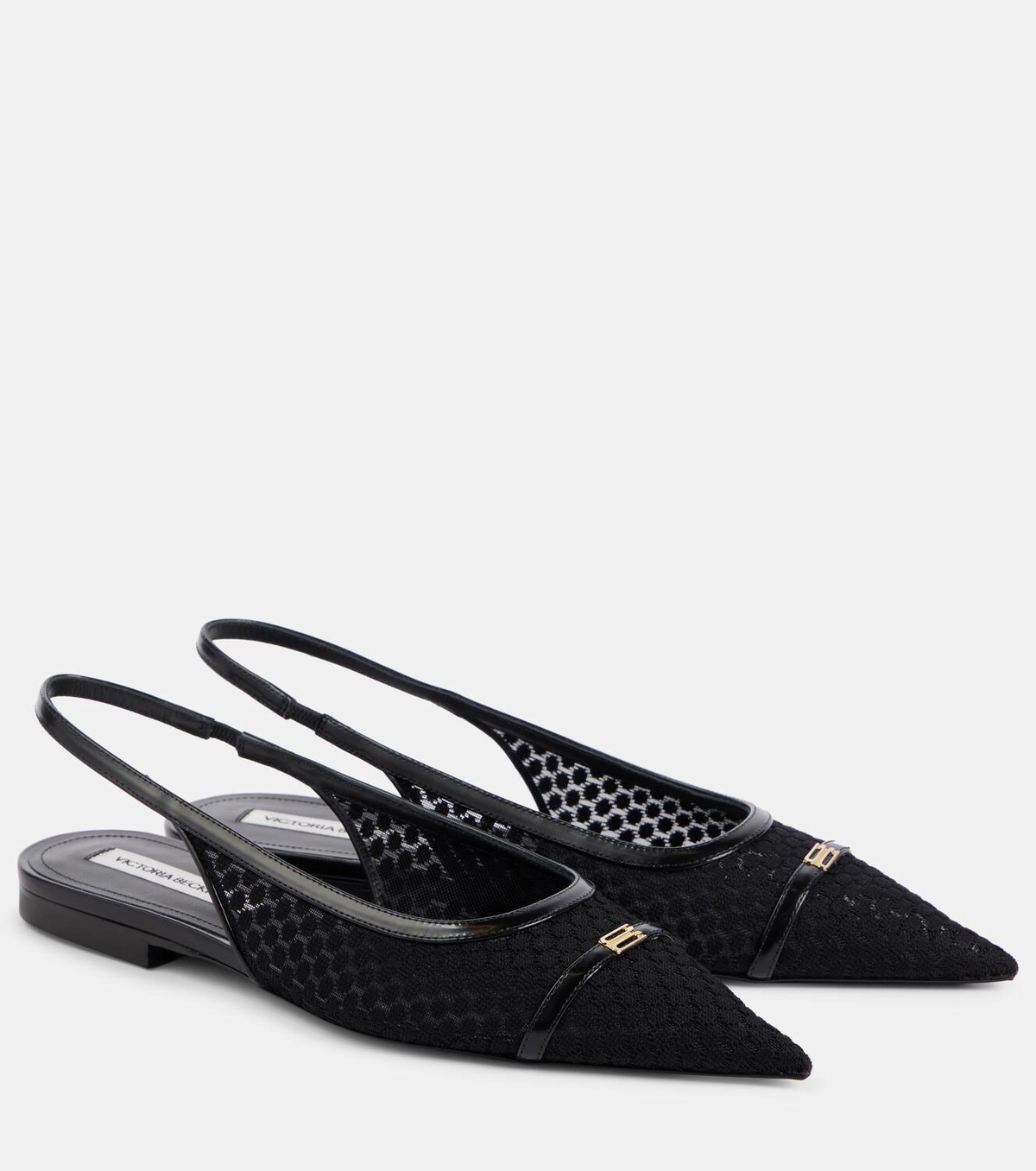 Victoria Beckham Leather-trimmed mesh slingback flats Victoria Beckham