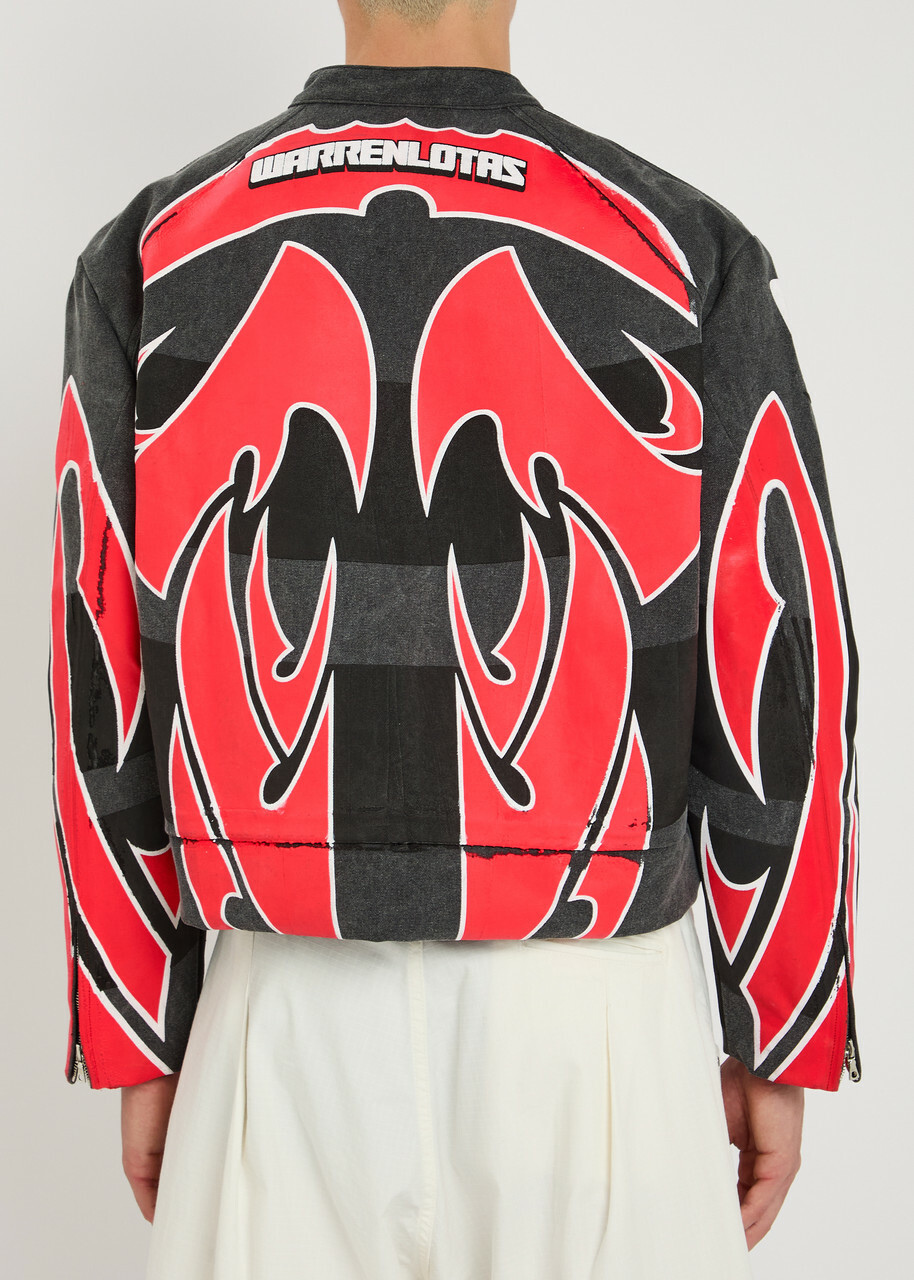 Warren Lotas Plastisol Puff Printed Armor Canvas Jacket Black Red ...