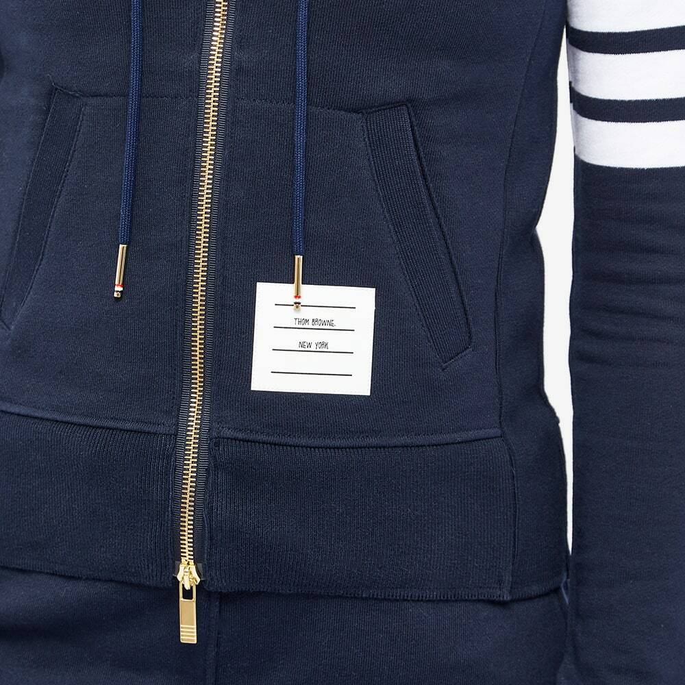 Thom Browne Women's Classic 4 Bar Zip Hoody in Navy Thom Browne
