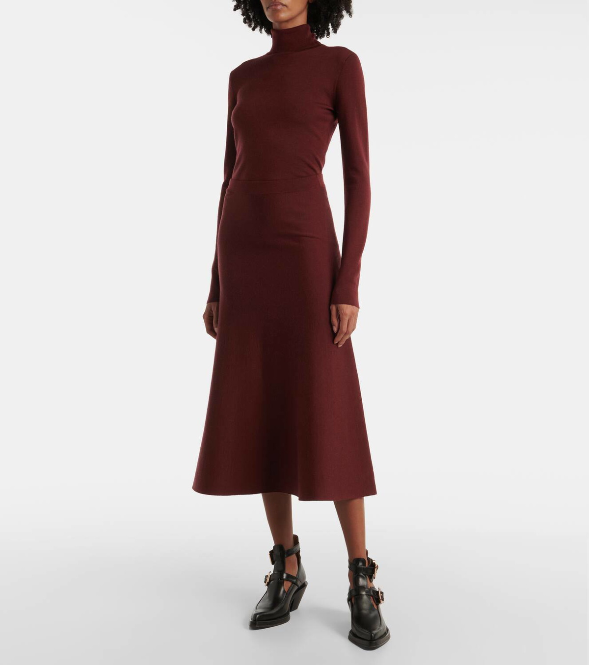 Gabriela Hearst Freddie wool, cashmere, and silk midi skirt Gabriela Hearst