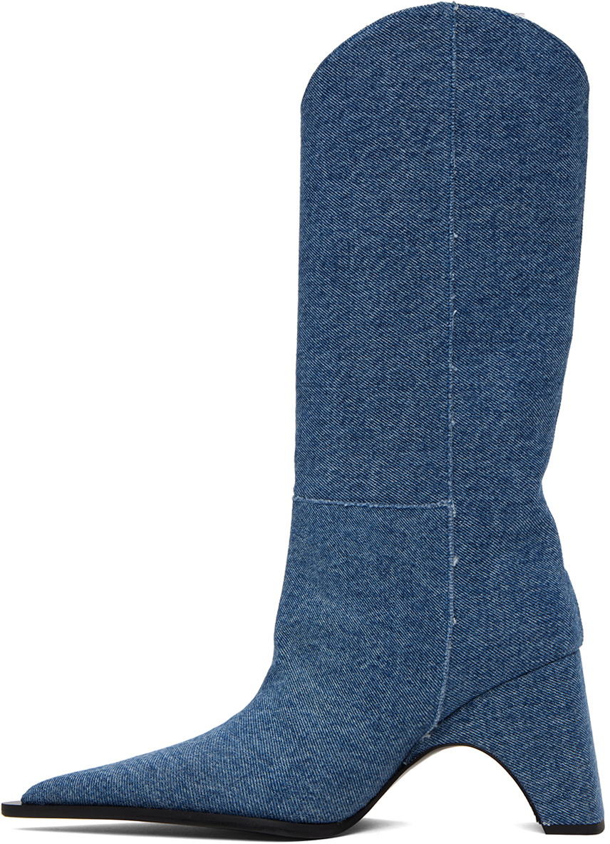 Coperni Blue Denim Bridge Cowboy Tall Boots Coperni
