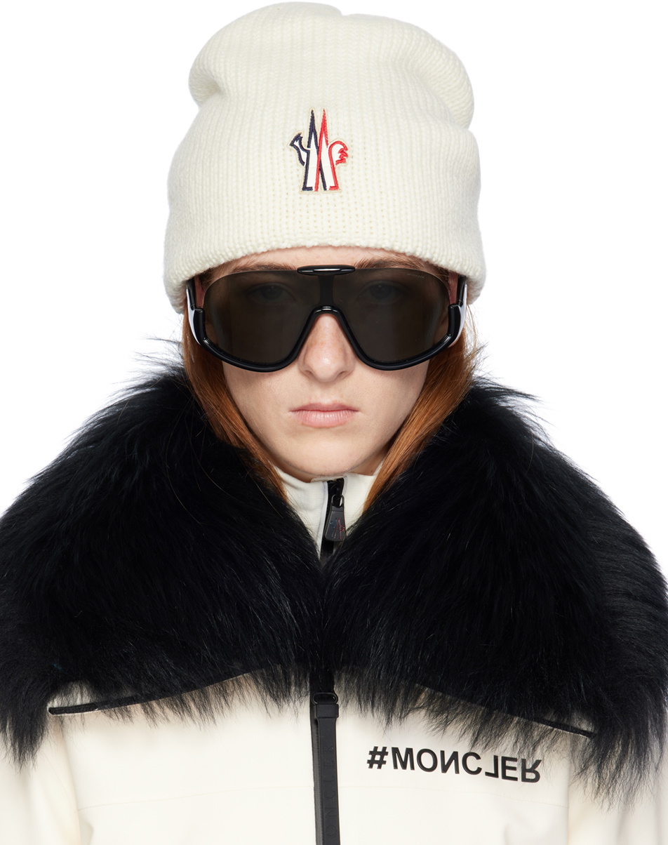 Moncler Grenoble White Patch Beanie Moncler Grenoble