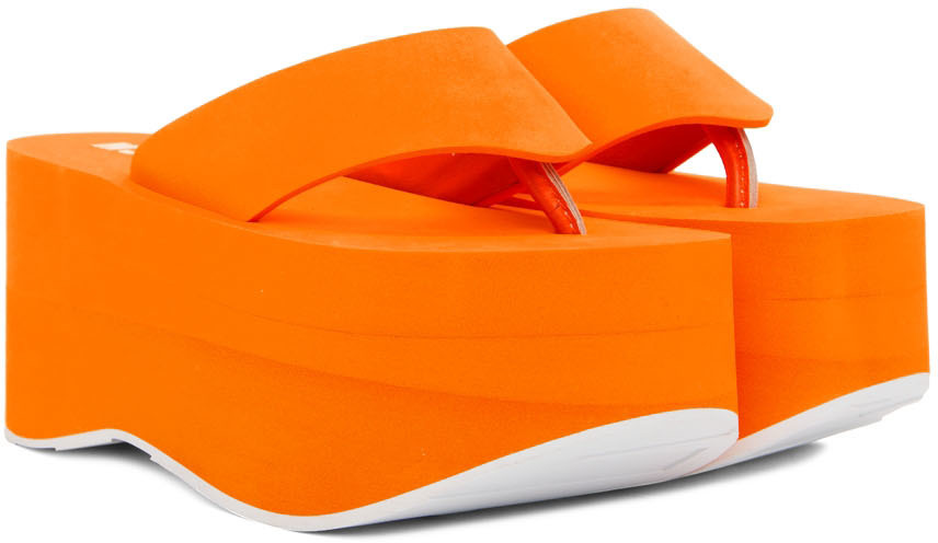 MSGM Orange Rubber Platform Sandals MSGM