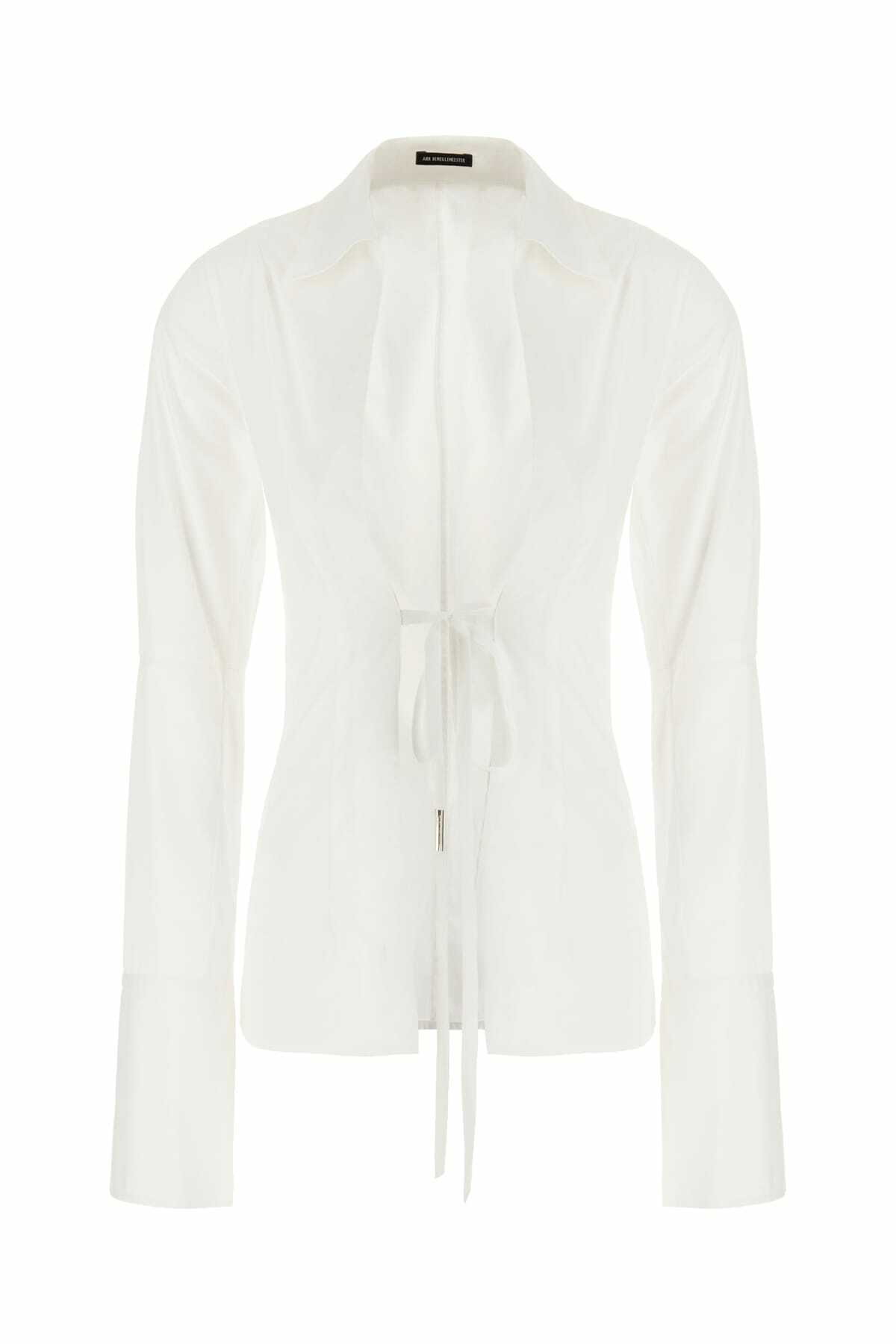 Ann Demeulemeester White Cotton Linsey Blouse Ann Demeulemeester