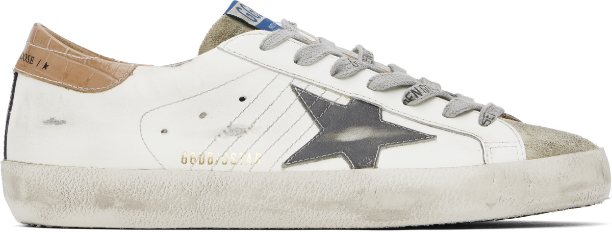 Golden Goose White & Gray Super-Star Sneakers Golden Goose Deluxe Brand