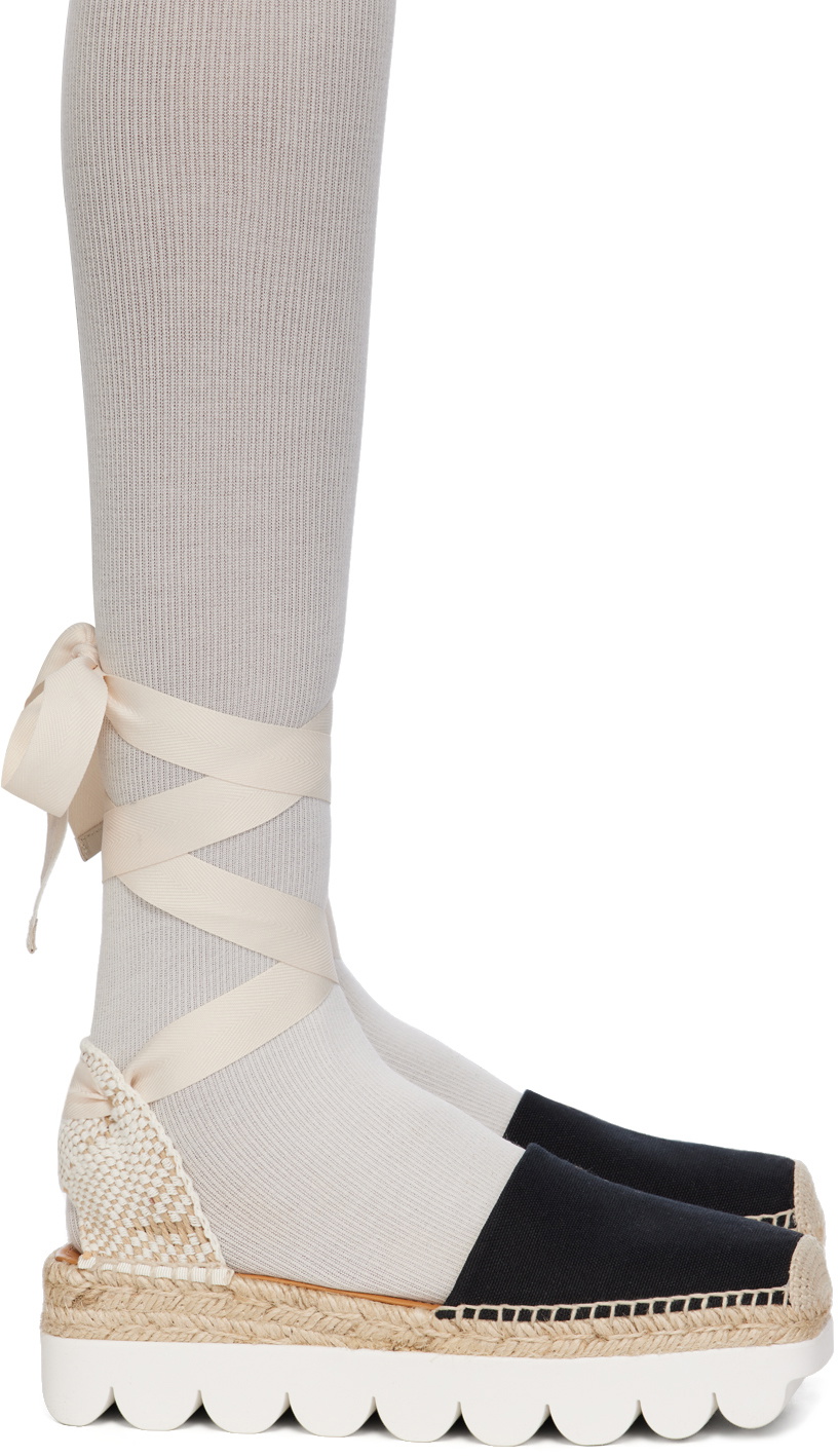 Marni Black & Off-White Slingback Espadrilles Marni