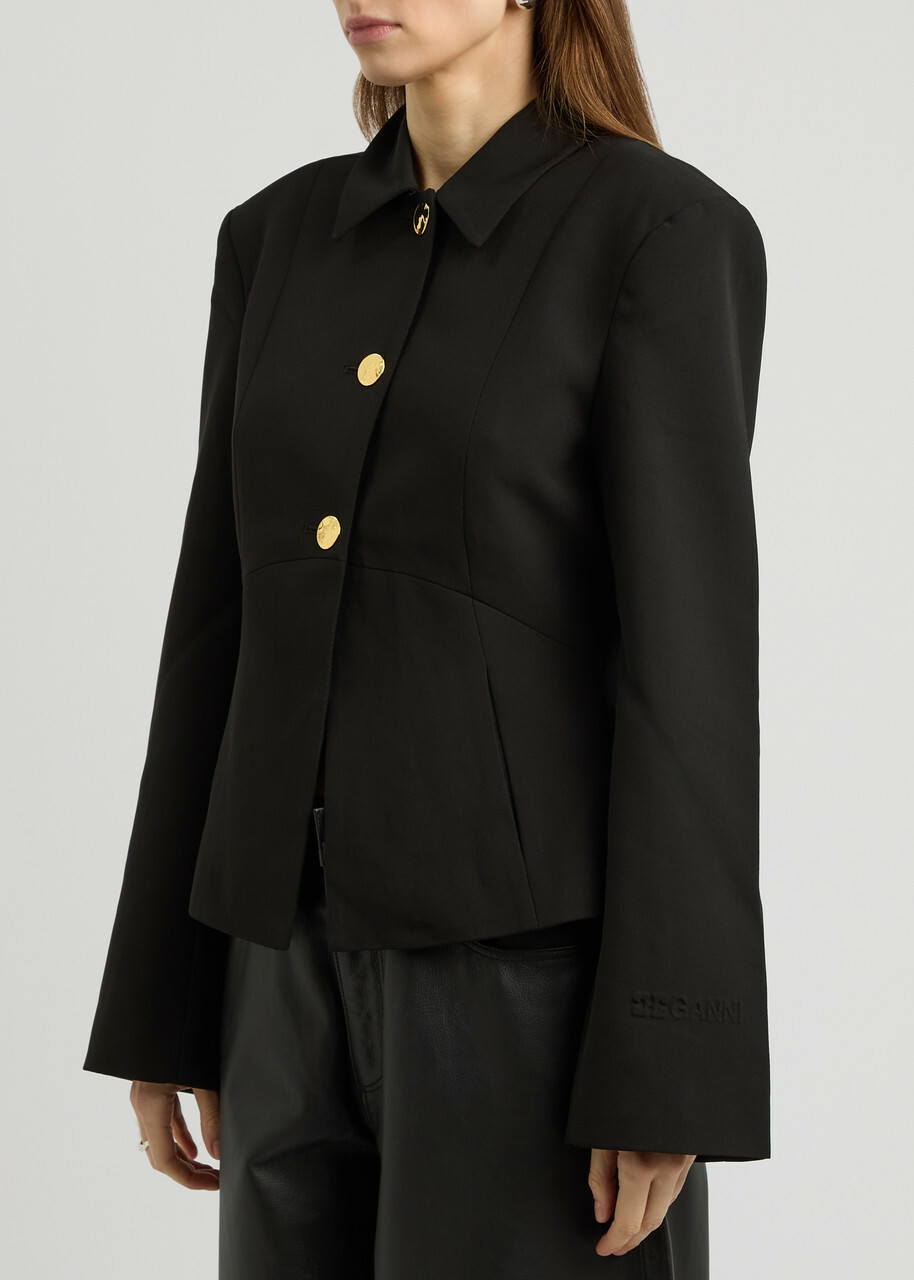 Ganni Logo-embossed Twill Jacket Black GANNI