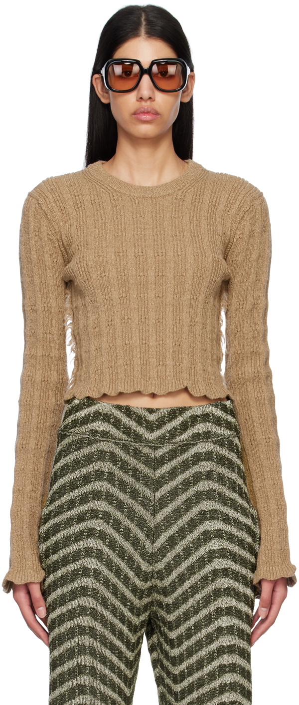 Acne Studios Brown Frayed Sweater Acne Studios