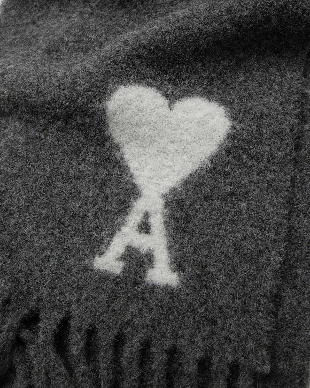 Ami Paris Echarpe Ami De Coeur Oversize Grey Scarves AMI