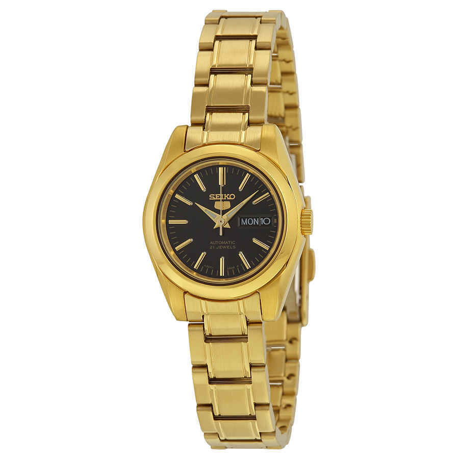 Seiko 5 Automatic Black Dial Gold-tone Ladies Watch SYMK22 Seiko