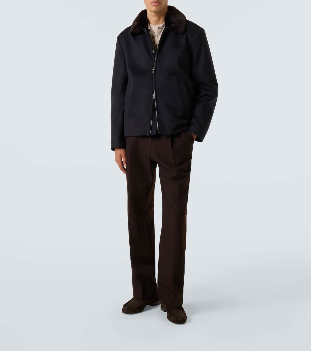 Canali Shearling-trimmed cashmere jacket Canali