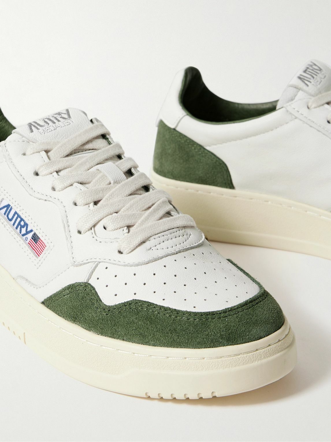 Autry - Medalist Suede-Trimmed Leather Sneakers - Green Autry