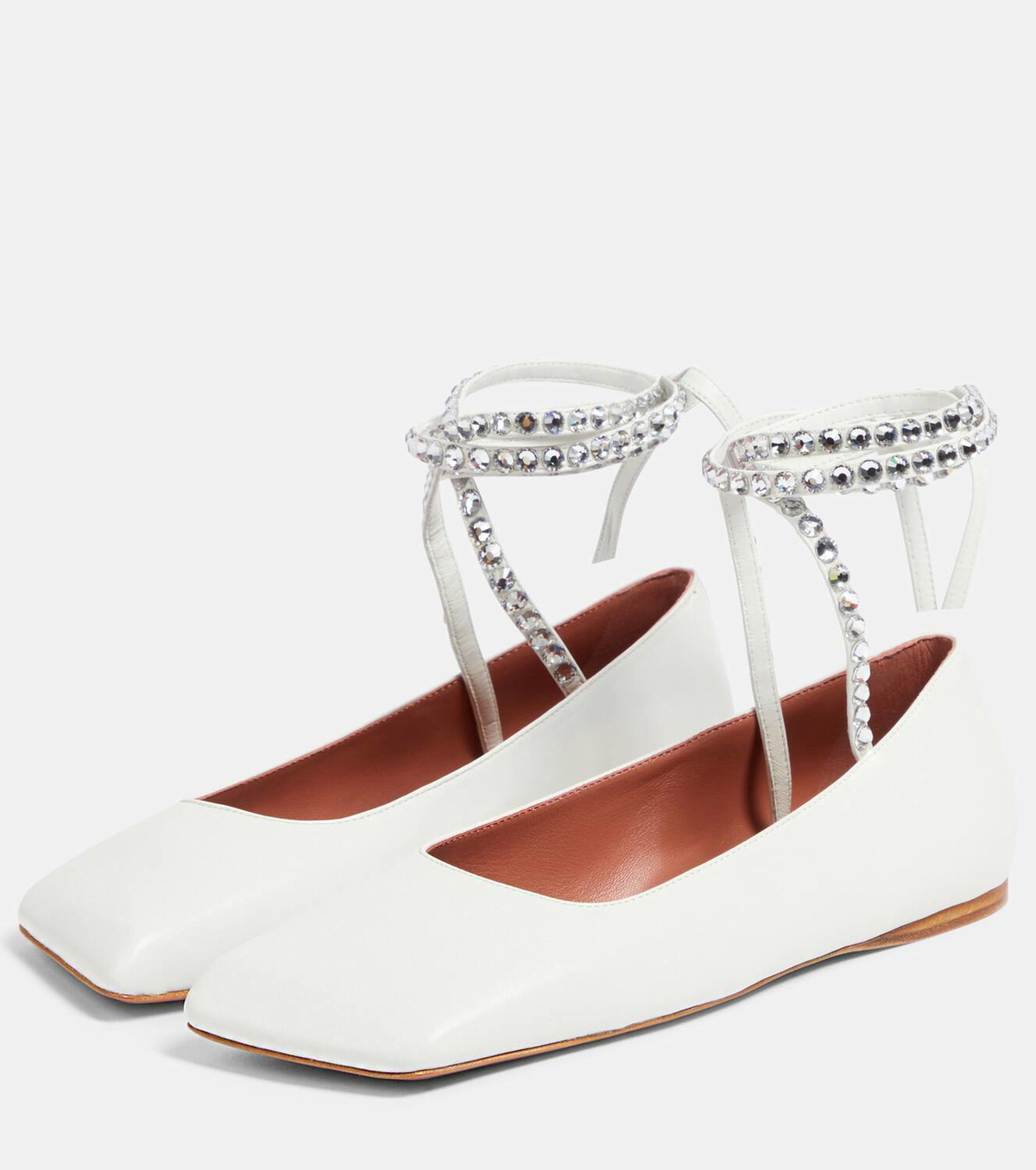 Amina Muaddi Ane embellished leather ballet flats Amina Muaddi
